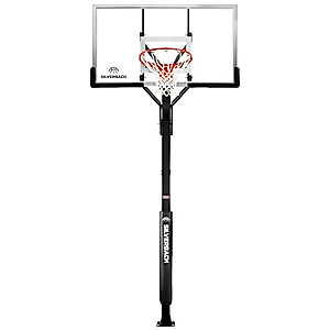 Silverback 60" In-Ground Basketball System with Adjustable-Height Tempered Glass Backboard and Pro-Style Breakaway Rim
