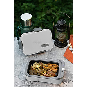 Hot Bento – Self Heated Lunch Box and Food Warmer – Battery Powered, Portable, Cordless, Hot Meals for Office, Travel, Jobsite, Picnics, Outdoor Recreation, Kitchen Meal Prep (Titanium) (HB-T-1)