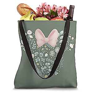 Disney Minnie Mouse Icon Spring Flowers Sage Green Tote Bag