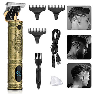 Hair Clippers for Men, Professional Cordless Beard Trimmer with 4 Guards, Haircut & Grooming Kit for Men Rechargeable LED Display, Zero Gapped Electric Shavers - Men's Gifts