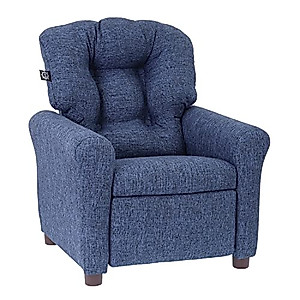 THE CREW FURNITURE Traditional Kids Recliner Chair, Toddler Ages 1-5 Years, Polyester Linen, Sapphire