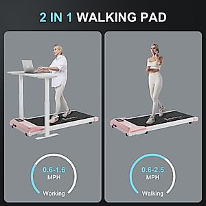 SupeRun Walking Pad, Under Desk Treadmill, 3 in 1 Portable Treadmill with Remote Control LED Display, 2.2 HP Quiet Walking Jogging Machine for Office Home Use, 250 Lbs Capacity