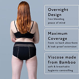 Goat Union Overnight Period Underwear for Women Heavy Flow, Leakproof Menstrual Panties Full Coverage, FSA HSA Eligible,Briefs, XL, Pack of 1