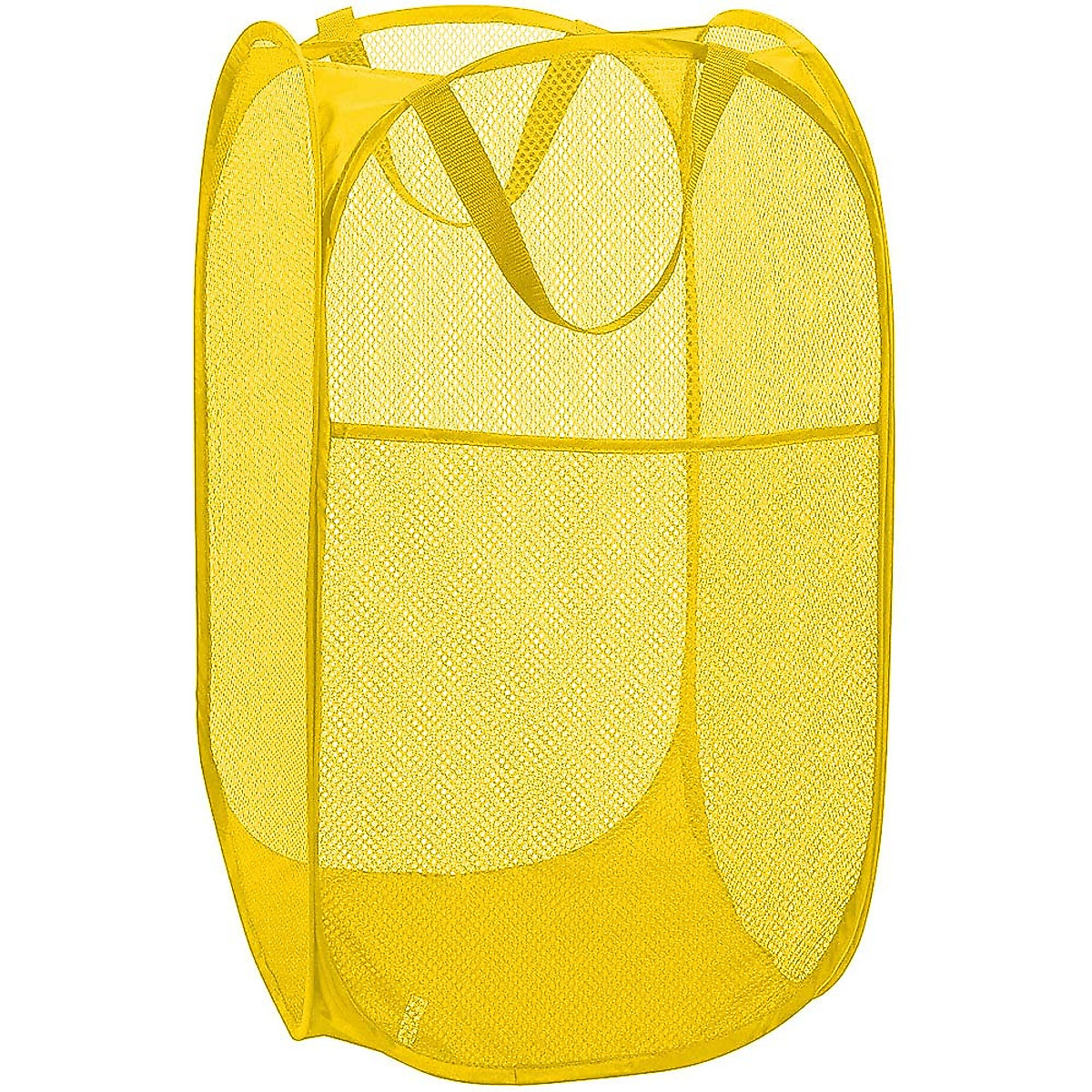 Bud Mesh Pop up Laundry Hamper, Foldable Clothes Hamper Laundry Basket for Kids Room, Bedroom, College Dorm or Travel, Yellow