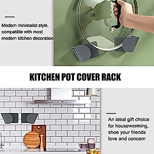 Operitacx Pot Lid Organizer 3 Pairs Kitchen Pot Lid Rack Holder Wall Mount Pots Pans Lids Organizer for Cabinet Door Hanger, Pot Holders For Kitchen- Green