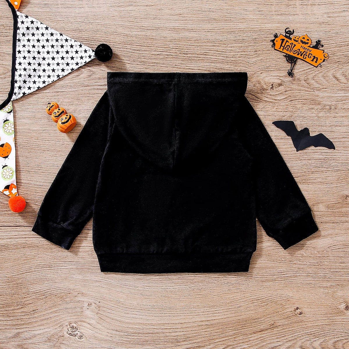 Noubeau Toddler Girls Boys Halloween Hoodie Pumpkin Ghost Print Hooded Sweatshirts Pullover Kids Shirt Tops Fall Clothes (Black- Skeleton, 1-2T)