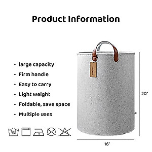 Large Laundry Hamper for Dirty Clothes, Cloths & Towels | Tall, Big Basket for Extra Loads | XL Size, Sturdy, Collapsible, Portable & Waterproof | Cute, Modern | Kids, Nursery, Girls, Baby