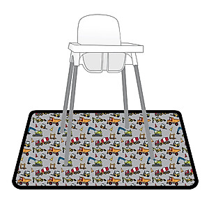 BapronBaby Construction Zone Splash Mat - Waterproof Catch-All for Under High Chairs, Floors, Tables, Playtime or Arts & Crafts - Machine Washable - 45" x 45”
