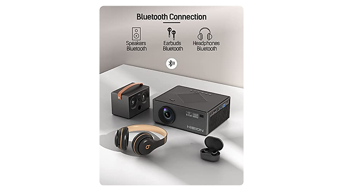 HISION 5G WiFi Bluetooth Projector - 1080P 4K Support for Home & Outdoors