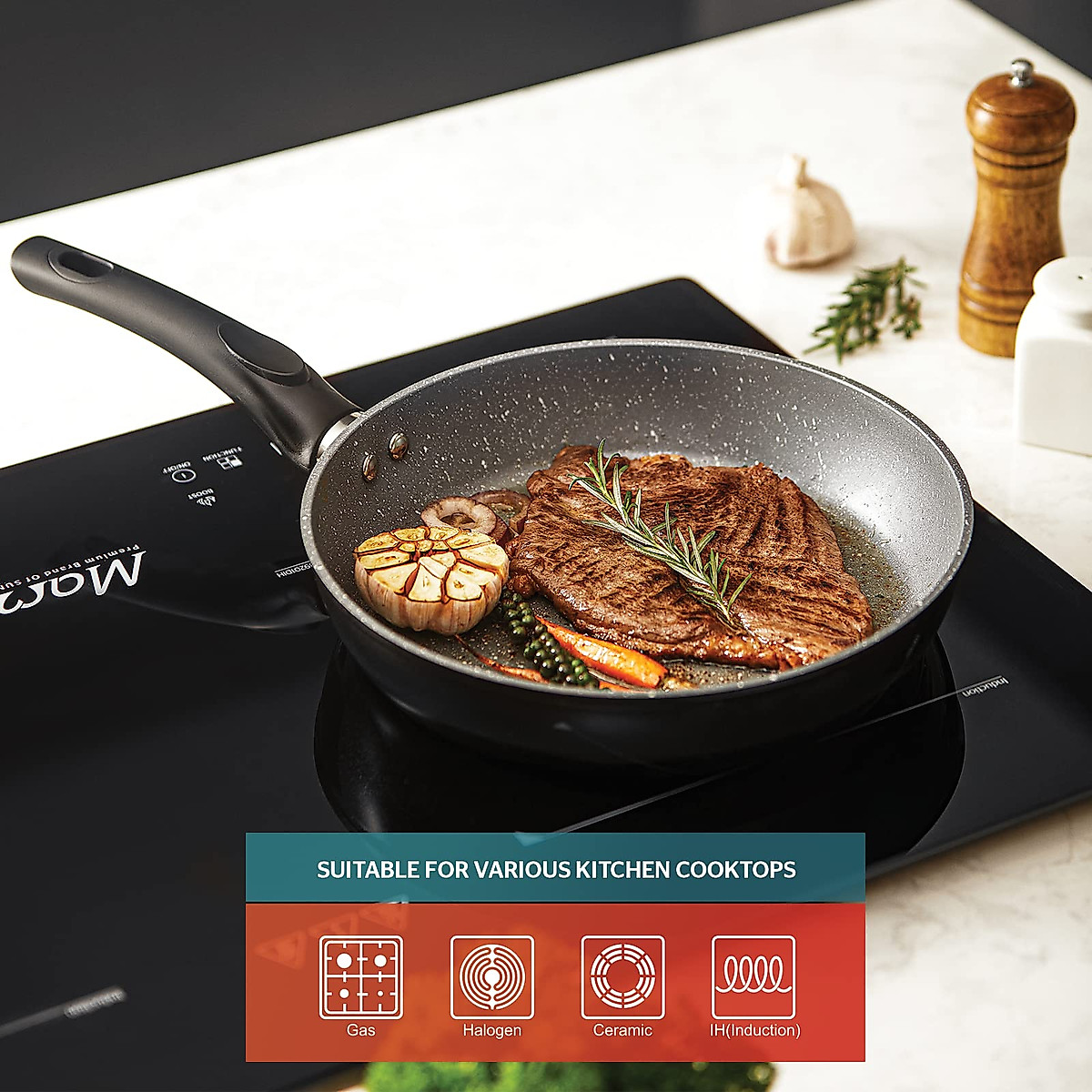 Sunhouse - 10 inch Nonstick Frying Pan with PFOA-free, Soft-touch Ergonomic Handle - Cooking Fry Pan with Forged Aluminum Technology for Better Heat Transfer