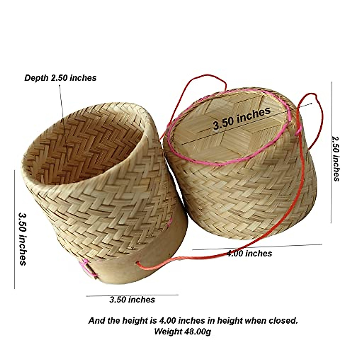 Sticky Rice Basket Kratip Small Handmade Natural White Orchid Bamboo Basket Steamer Kitchen in Thailand Laos Keep Warm for Restaurant by Heavens Tvcz