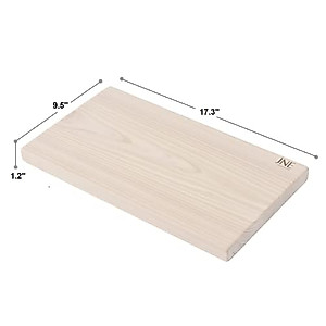 JNE Hinoki Cypress Wood Cutting Board, Chopping Board, Butcher Board, Serving Board, Solid Single Piece, No Joint, No Glue (17.3L x 9.5W x 1.2H inch)