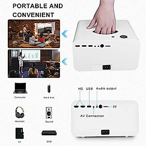 Suvisukua HD Native 1080p,5G WiFi Bluetooth Smart Home Projector,4K Projector for Outdoor Movies, Support Correct Trapezoid, Digital Zoom,Compatible with HDMI, USB, Laptop, PC, TV Stick, DVD