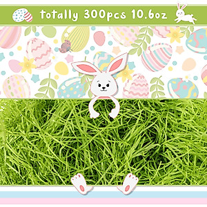 Zonon 10.6 oz/ 300 g Easter Basket Grass Filler Paper Easter Basket Stuffing Grass Bulk Shredded Tissue Easter Grass Gift Filler for Easter Egg Basket Stuffer Party Supplies DIY Candy Package (Green)