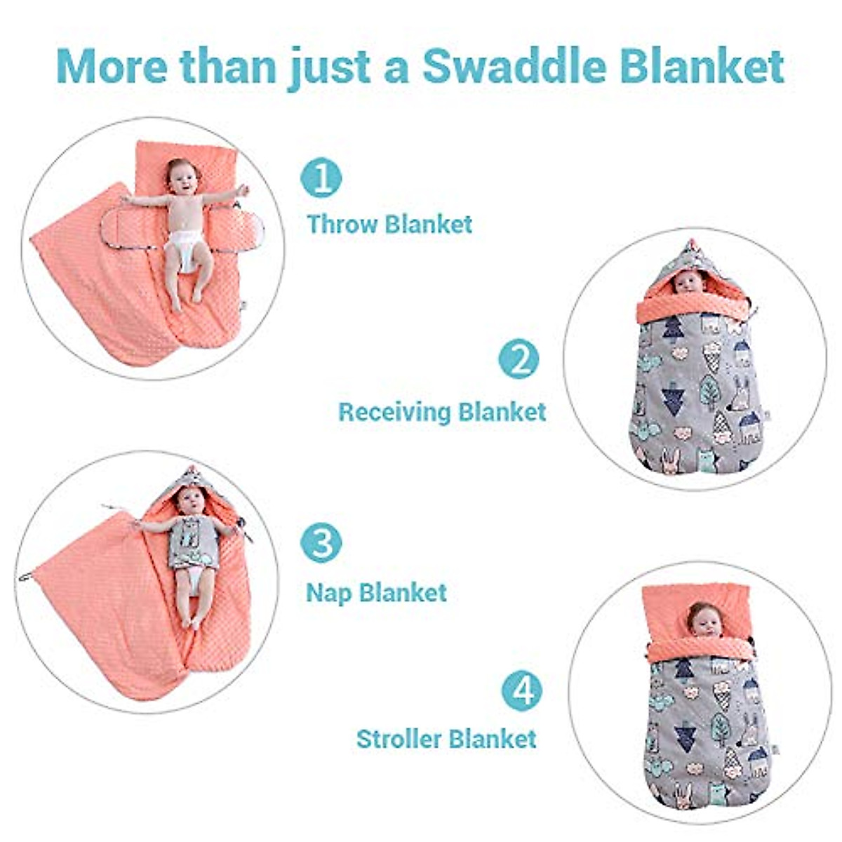 AIMIUKIDS Baby Sleeping Bag Infant Stroller Receiving Dream Blanket with Anti-Shock Soft Minky Dot for 0-12 Month Baby Winter,Forest,Grey