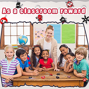 Taiyin 30 Pack Ninja Party Favors Ninja Keychains Ninja Warrior Party Favors Karate Samurai Stars Warrior Key Ring for Birthday Party Supplies Kids Baby Shower