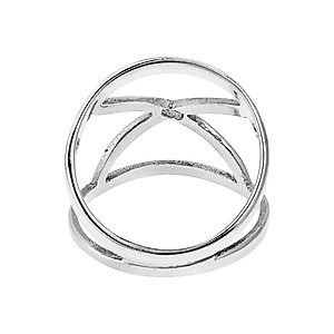 AeraVida Modern Infinite Loop Open X Orbit .925 Sterling Silver Band Ring | Wedding Rings For Women | Casual Fit Silver Rings for Women | Statement Fashion | Sterling Silver Rings Sizes 6-10 (10)