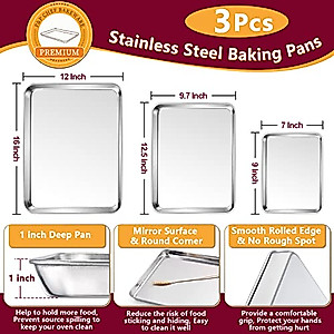 P&P CHEF Baking Sheet and Rack Set, 6 PACK (3 Sheets + 3 Racks), 3 Sizes Stainless Steel Baking Pans Cookie Sheets with Cooling Racks for Cooking & Roasting, Oven & Dishwasher Safe, Healthy & Durable