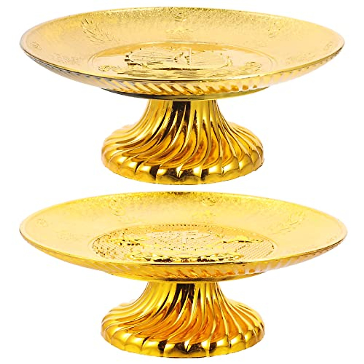 BESPORTBLE Golden Fruit Dish 2 Pcs Buddhist Offering Plates Sacrificial Fruit Tray Tribute Food Bowls Dish Religious Blessing Snack Tray Aromatherapy Tray for Altar Rituals Supplies Offering Bowls