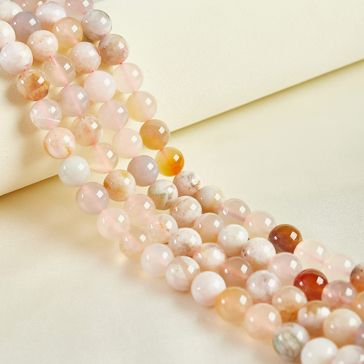 100pcs 6mm Cherry Blossom Agate Beads Natural Gemstone Beads Round Loose Beads for Crafting and Jewelry Making