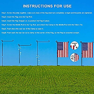 hogardeck Garden Flag Holder Stand, Thickened Pole Sturdy and Straight Premium Yard Flag Holder Weather-Proof Metal Flagpole with Stopper and Clip Fit for American Flag, Fall Garden Flag