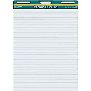 Pacon PAC3386-A1 1" Ruled Easel Pad (50 Sheets), 27" x 34", white