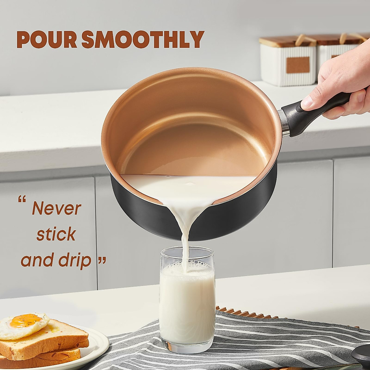 Cupertino Omlette Pan, Non Stick Frying Pan Small Copper Skillet, Egg Pan Nonstick with Healthy Coating, 100% PFOA Free, Dishwasher Safe - 8 Inch