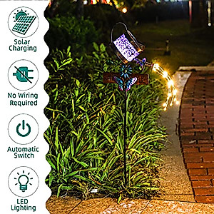 Nemophilist Solar Watering Can Lights, Metal Garden Decor with Warm String Lights Outdoor Waterproof Stakes Lights for Yard, Patio, Sidewalk, Pathway, Backyard