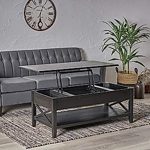 Christopher Knight Home Laurel Luke Farmhouse Faux Wood Lift Top Coffee Table, Black