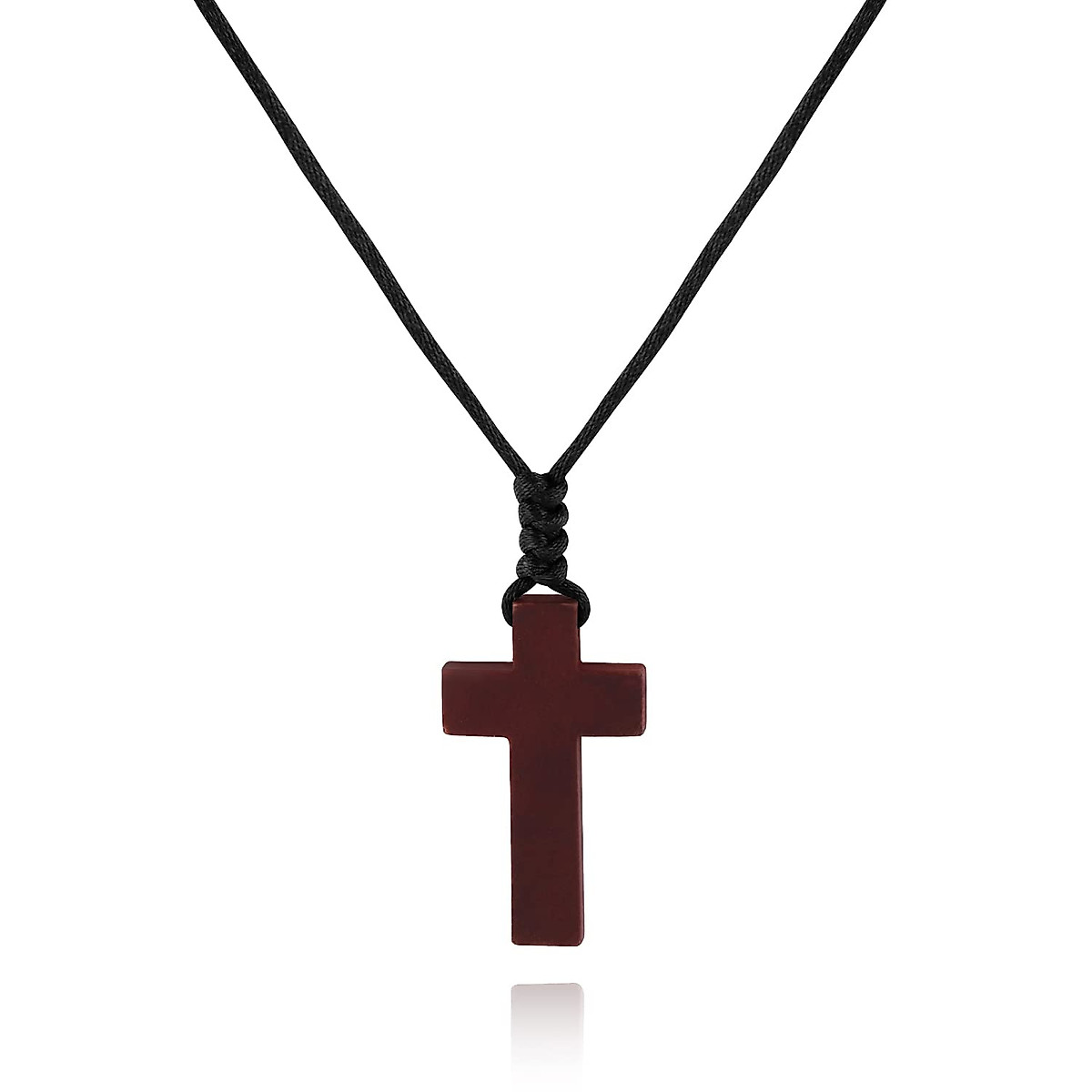 JISHGS Natural Wood Cross Pendant Necklace for Men Women， Cross for Car Mirror Pendant,Wooden Cross Necklace Gift (Brown)