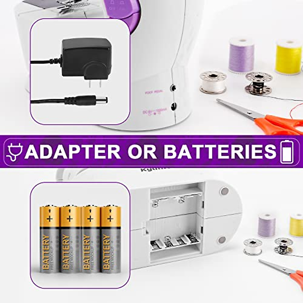 Kylinton Sewing Machine for Beginners Mini Sewing Machine for Kids, Electric Small Sewing Machine with Foot Pedal, 12 Stitches, High-Low Speeds, Automatic Winding for Cloth Girls Adults (Violet)