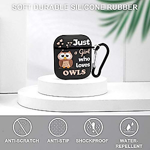 A Girl Who Loves Owls Airpods Case Cover for Apple AirPods 2&1 Cute Airpod Case for Boys Girls Silicone Protective Skin Airpods Accessories with Keychain