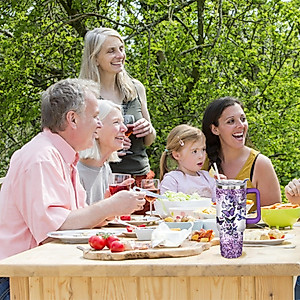 Thmasamwr Butterfly Tumbler With Lid, Straw and Handle - 40oz Stainless Steel Travel Coffee Mug Water Bottle - Gift Cups for Women and Girls