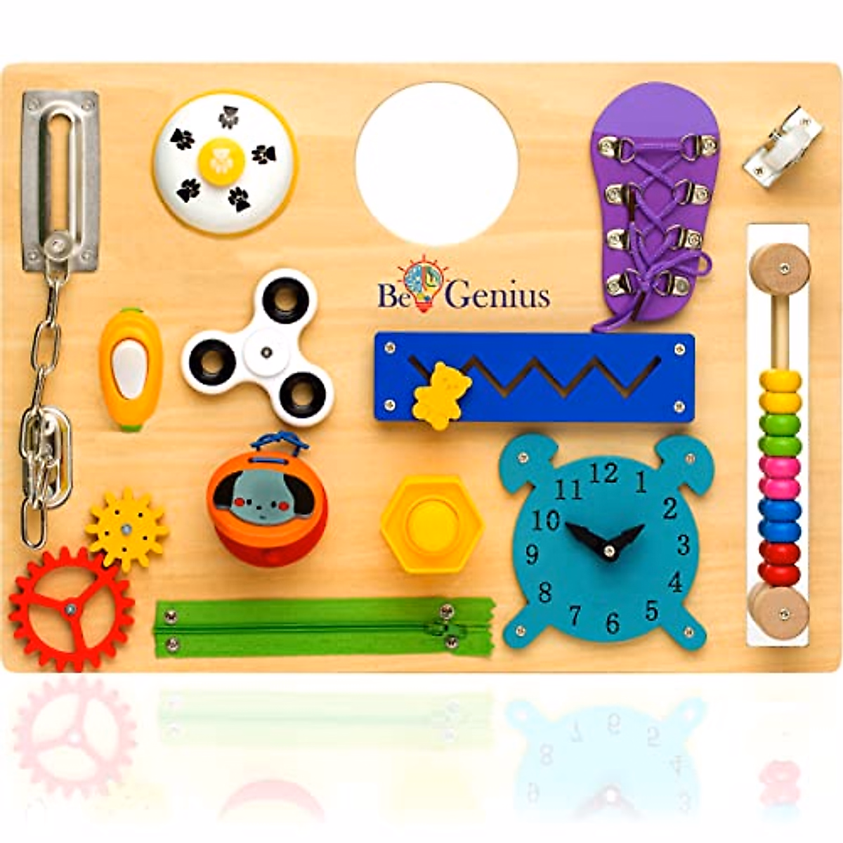 BeGenius Busy Board for Toddlers | Montessori Busy Board for 1 2 3 4 5 up to 8 Years | Wooden Sensory Board Book Ideal Toy for Toddler Brain Development at Home/Travel | Baby Busy Board for 1 Year Old