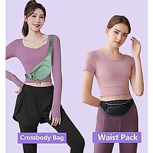 Crossbody Fanny Pack for Women,Fashionable Waist Pack Purse Cute Belt Bags for Teen Girls,Fashion Gifts Bum Bag Fannie Pack for Travel Running Walking,Carrying All Phones,Wallet (Black)