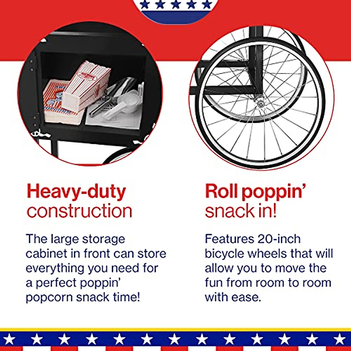 6401 Black Replacement Cart for Larger Lincoln Style Great Northern Popcorn Machines