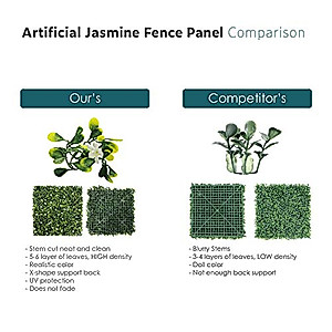 ECOOPTS 20" x 20" Artificial Ivy Fence Greenery Panel Laurel Boxwood Privacy Fence Ivy Screen Decoration for Home Backyard Patio Indoor Outdoor (Jasmine Flower, 6 Pieces)