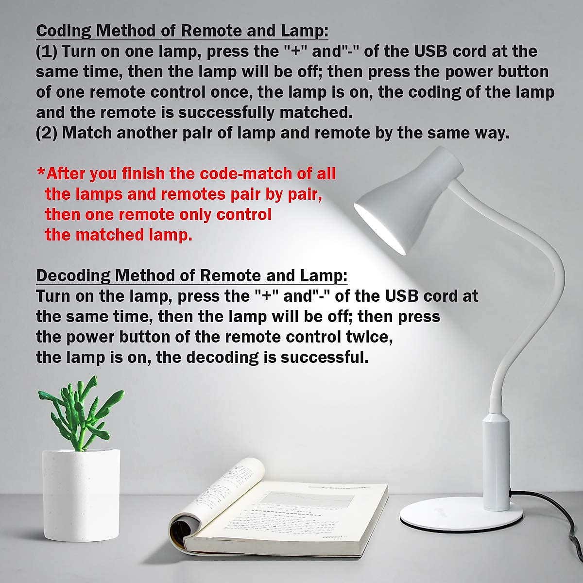 CeSunlight LED Desk Lamp, 3 Lighting Modes and 6 Brightness Levels, 10W Flexible Gooseneck Table Lamp for Living Room and Study, Remote Control with Timing Function, AC Adapter Included (White)