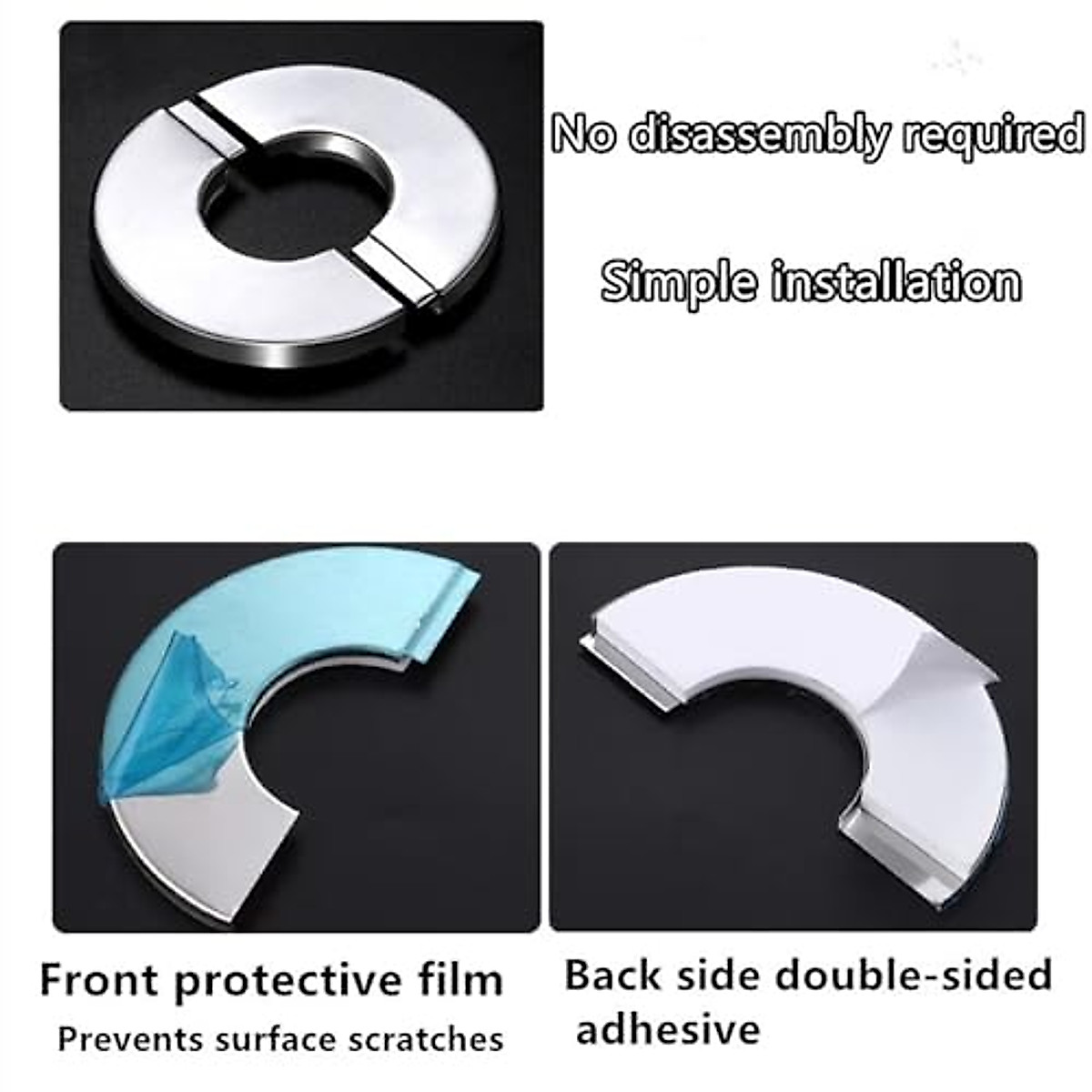 Stainless Steel Wall Split Flange Self-Adhesive tape Round Escutcheon Various pipes Plate Cover for Water Pipe Faucet Decoration Accessories (32mm/1.26in)