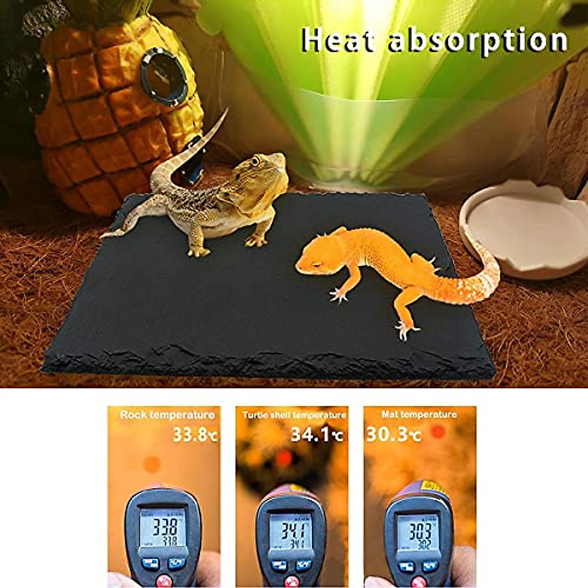 Linifar Turtle Basking Rock Tortoise Bathing Plate Reptile Platform Dish Habitat Accessories Supplies for Gekko Bearded Dragon Squirrel Hedgehog