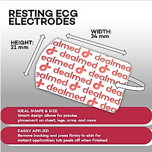 Dealmed Resting ECG Electrodes - Single Use Pads with Self Adhesive Stickers for Electrocardiogram & EKG Heart Monitoring Machines for Hospital, EMS & Medical Screening (1,000 Count)
