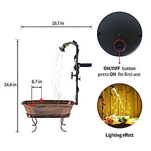 Solar Waterfall Light for Outdoor Solar Garden Patio Decor, Solar Watering Can with Cascading Lights, LED String Lights - Star Shower Solar Yard Art for Party