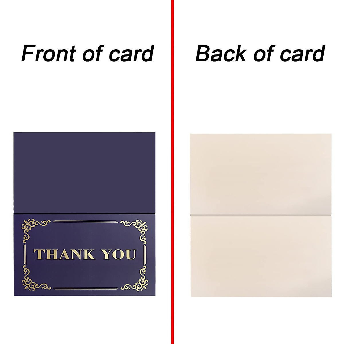 Bonfasvo 100 Pack Blue Thank You Cards & 100 Pack White Envelopes 4.25 x 6.25 inches Elegant Fold Over Greetings Blank Inside, Handwritten Style For Business Graduation Baby Shower & Wedding