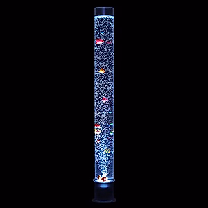 Playlearn 4 Foot LED Sensory Bubble Tube Lamp - Fake Fish Tank Bubble Light - Remote Control - With Secure Wall Mounted Bracket