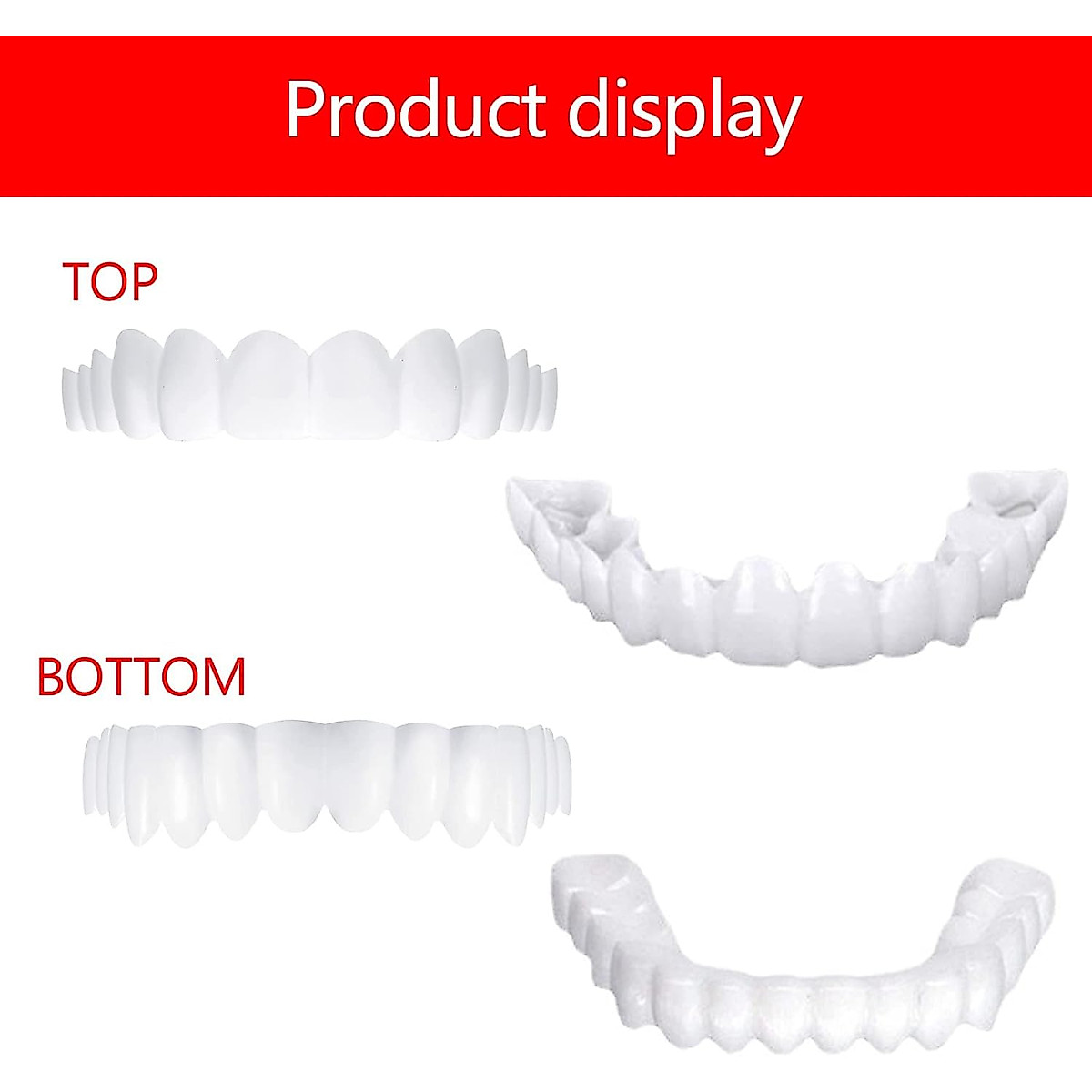 Fake Teeth, Instant Veneers for Temporary Tooth Repair Upper and Lower Jaw, Dentures Teeth Socket-Perfect for Women and Men, Protect Your Teeth and Regain Confident Smile, Natural Shape with Color