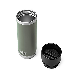 YETI Rambler 18 oz Bottle, Stainless Steel, Vacuum Insulated, with Hot Shot Cap, Camp Green