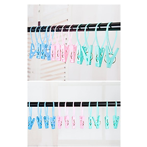 yueton Pack of 12 Clothes Peg Clip Pins Rope Hanging Clothesline Windproof Hanger (Multicolor)