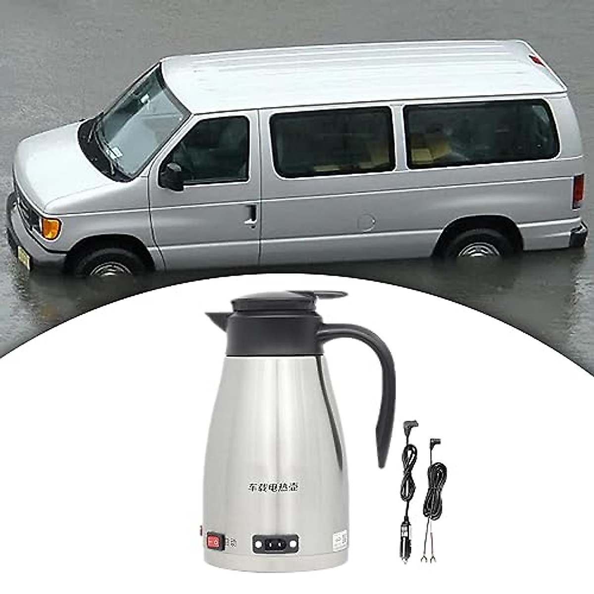 gazechimp Car Kettle Boiler Stainless Steel Coffee Warmer 1300ml Portable Teapot Easily Cleaning Car Heating Travel Cup Car Electric Kettle for Travel, 24V