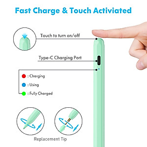 Stylus Pen for iPad with Tilt Sensor & Fast Charge, Cisteen Active Pencil with Palm Rejection Compatible with 2022-2018 Apple iPad Pro 11/12.9,iPad 10/9/8/7/6th Gen,iPad Air 5/4/3,iPad Mini 6/5