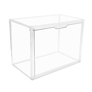 Clear Stackable Plastic Storage Bins with Magnetic Attraction Lid, Dustproof Book & Cosmetic Display Cases, Large Figures Collectibles Showcase, Shoe Box, Protection Organizer for Purse, Handbag, Hat